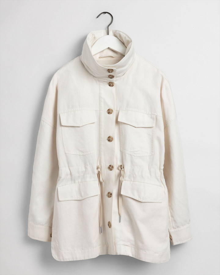 GANT D2. COTTON LINEN FIELD JACKET - MYSTIC WHITE